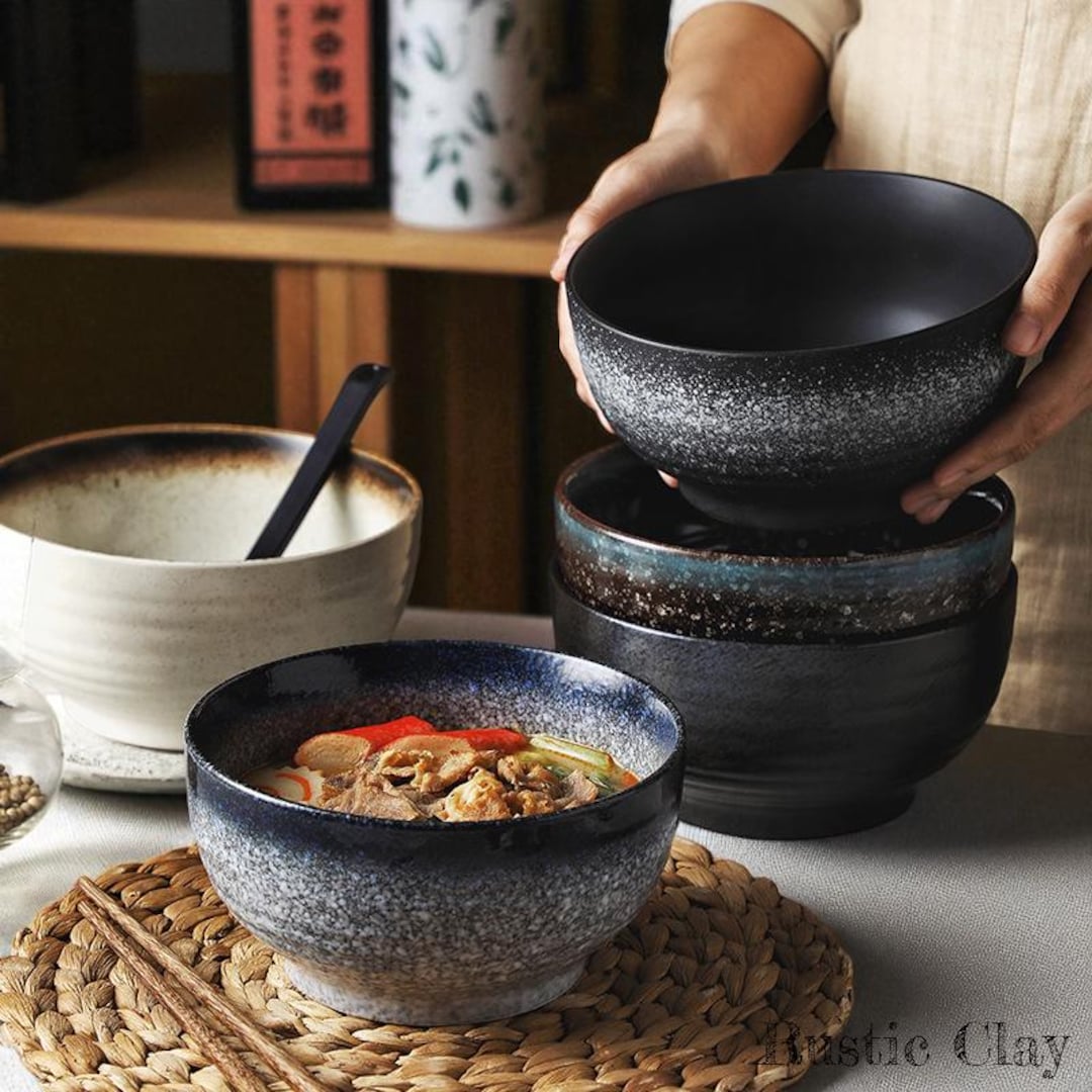 Japanese Ramen Bowl: 7-inch Ceramic Kiln Glaze Noodle Soup Bowl - Etsy