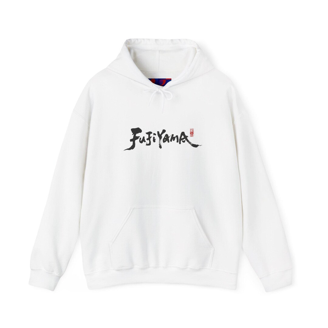 Fujiyama Calligraphy Hoodie | Mount Fuji Autumn Landscape Back Print - Etsy