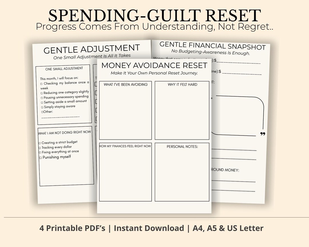 Spending Guilt Reset Printable | No Budget Money Reset | Financial ...