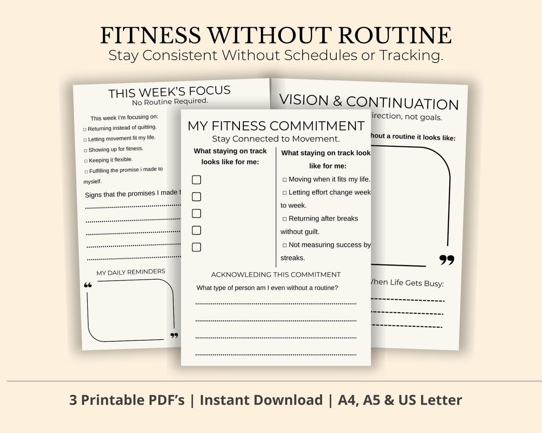 Fitness Without Routine Printable | Stay Consistent Without Schedules ...