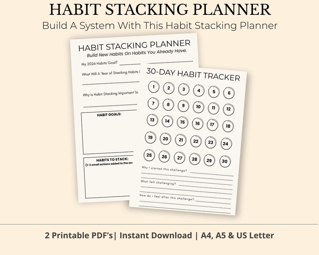 Habit Stacking Planner| 30 Day Habit Tracker | Build Better Daily ...