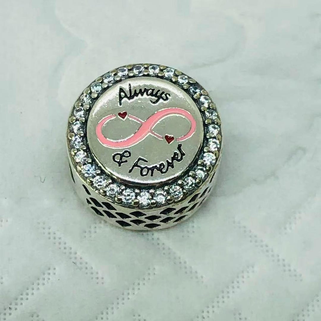 Pandora Always & Forever Wedding Anniversary Love Button Charm/travel ...