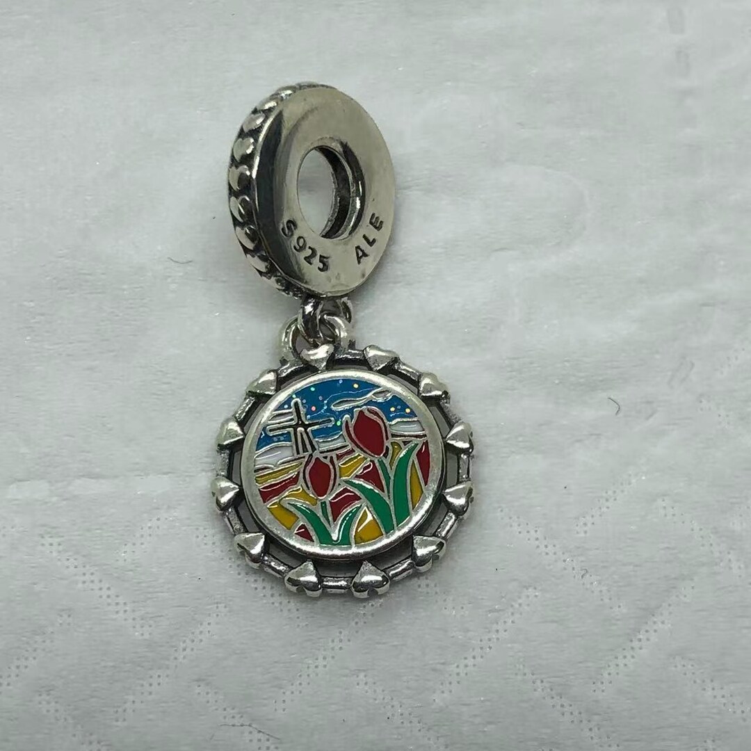 Pandora Custom De Zwaan Windmill and Tulip Field Charm/travel Charm ...