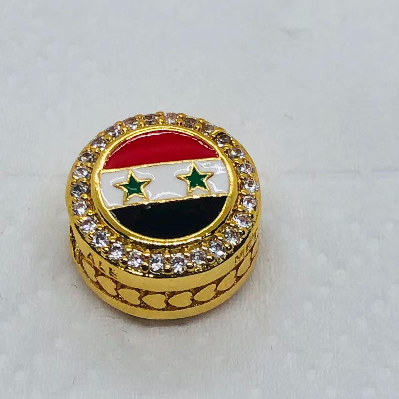 Syria Exclusive Country Flag Button Charm/gold Flag Round Charm/travel ...