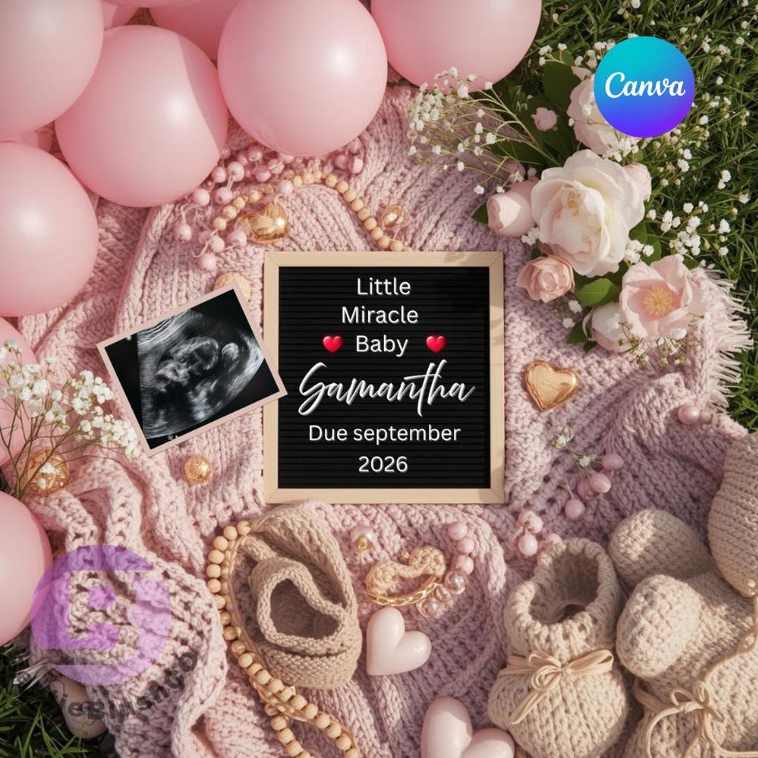 Its a Girl Pregnancy Announcement Digital-new Year Baby Announcement ...
