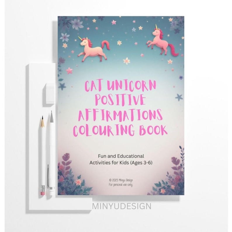 Printable Cat Unicorn Positive Affirmations Colouring Book for Kids ...