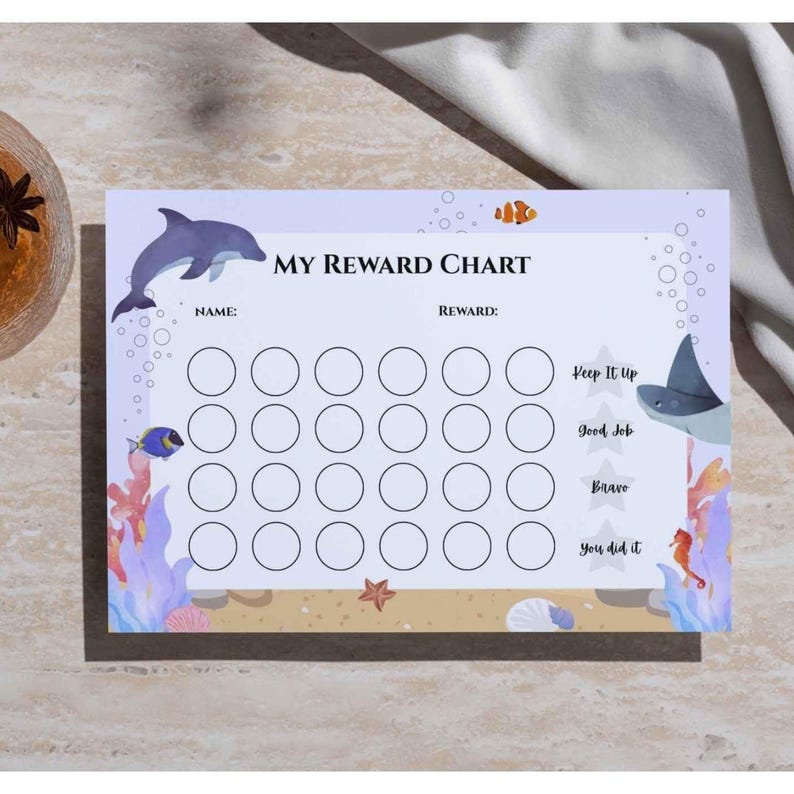 Kids Reward Chart Shark Version| Behavior Support | Daily Routine ...