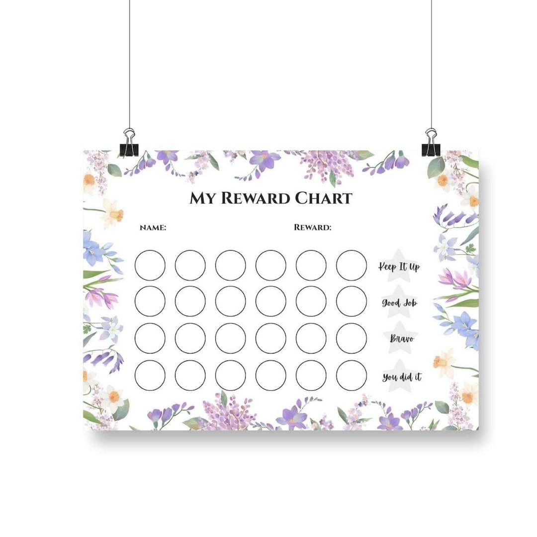 Kids Reward Chart Purple Flower Version| Behavior Support | Daily ...