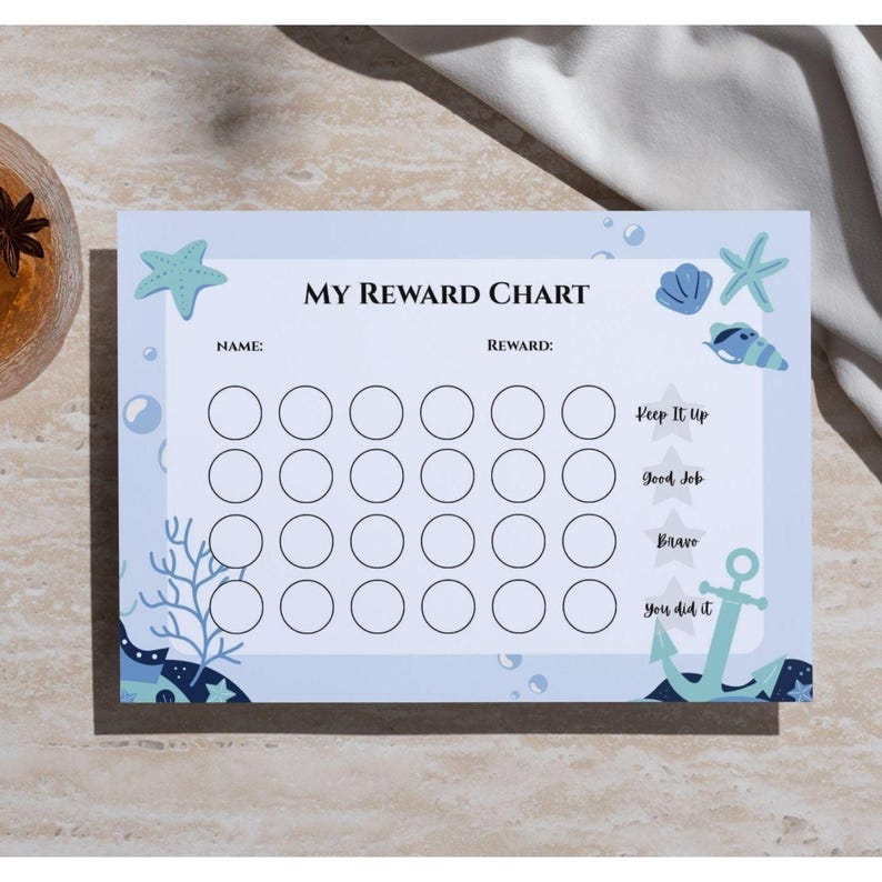 Kids Reward Chart Ocean Version| Behavior Support | Daily Routine ...