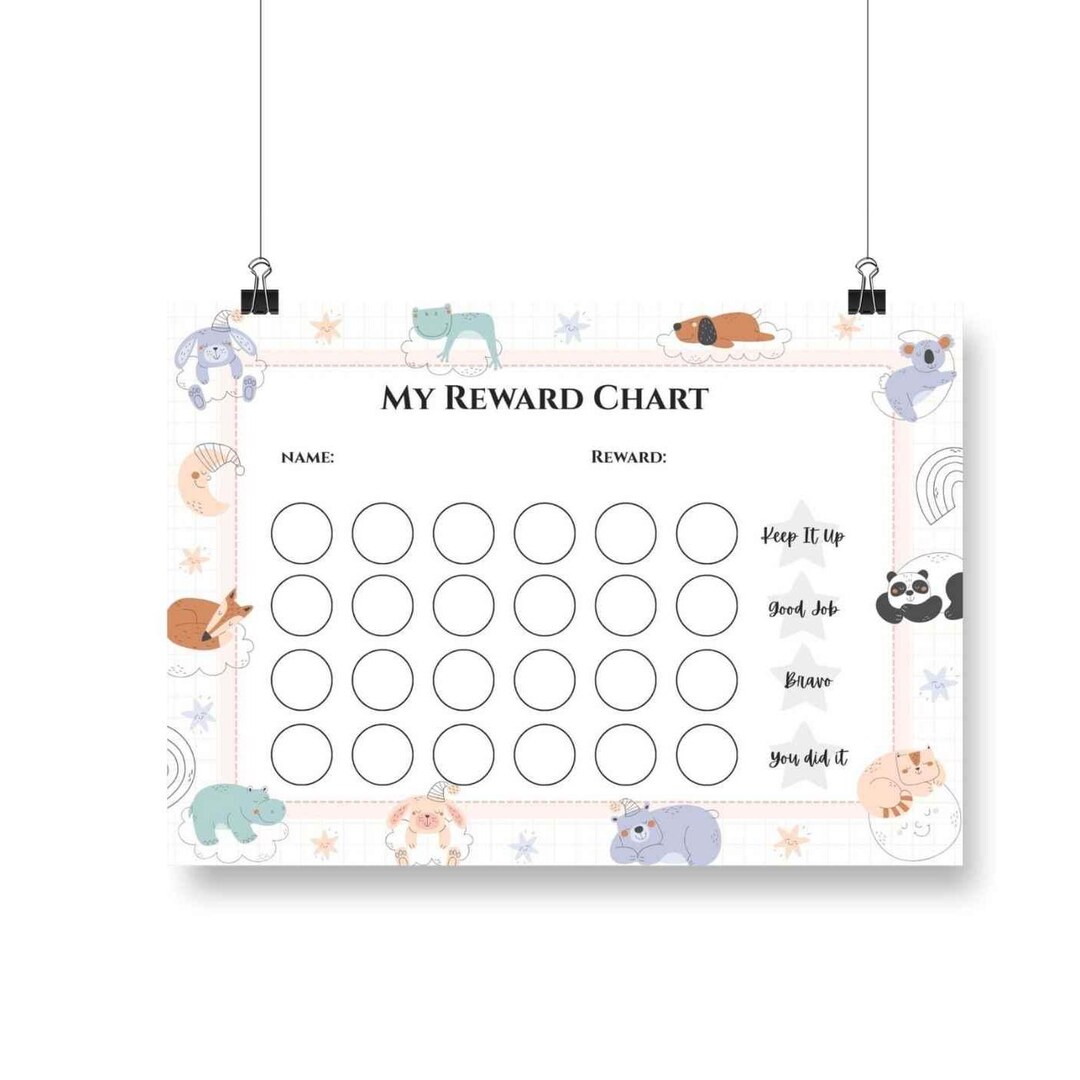 Kids Reward Chart Sleepy Animals Version| Behavior Support | Daily ...