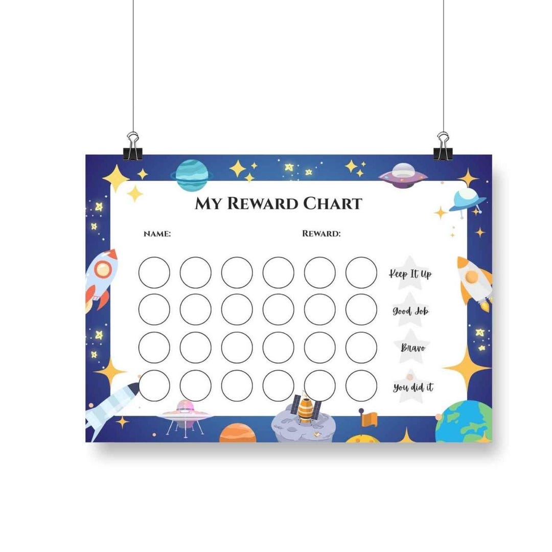 Kids Reward Chart Space Blue Version| Behavior Support | Daily Routine ...