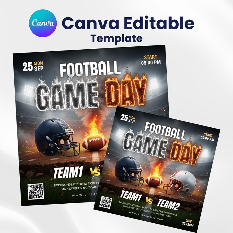 Game Day Football Flyer Template, Match Day Flyer, Sports Invitation ...