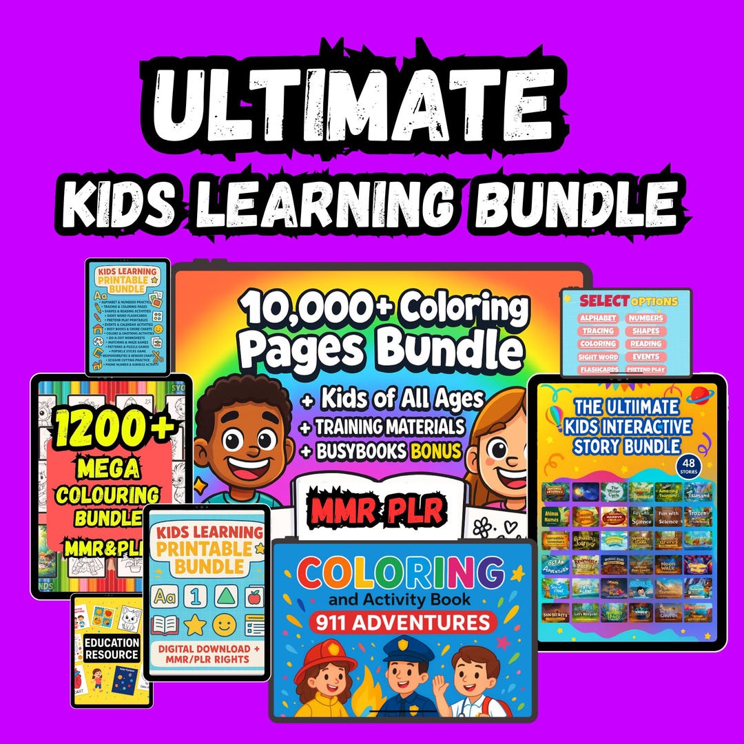 Kids Learning Bundle, Coloring & Story Books, PLR MRR (digital Download ...