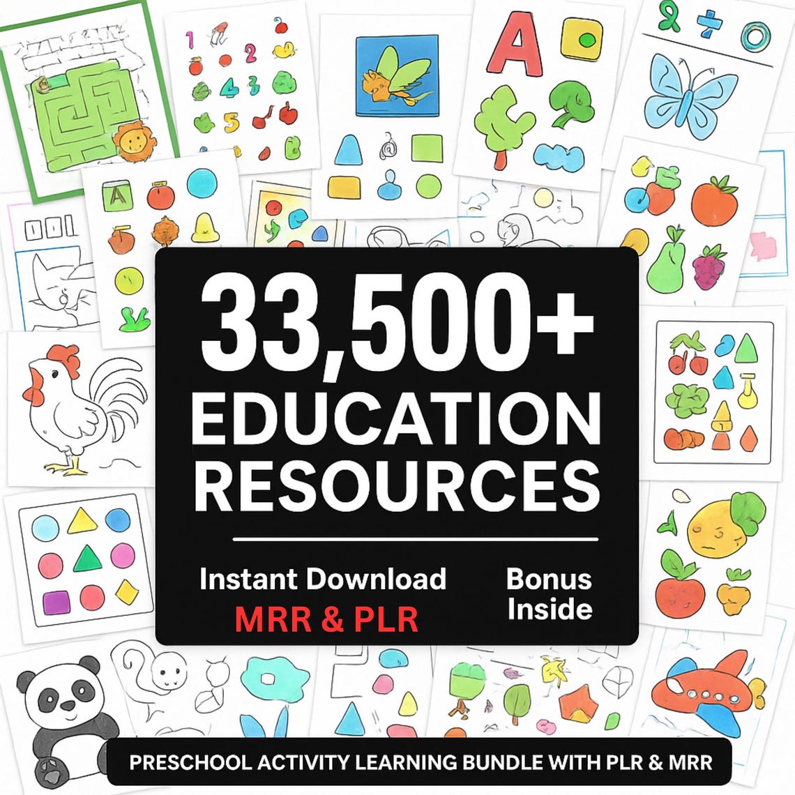 Kids Learning Activities Bundle: Coloring Books, Worksheets (PLR, MRR ...