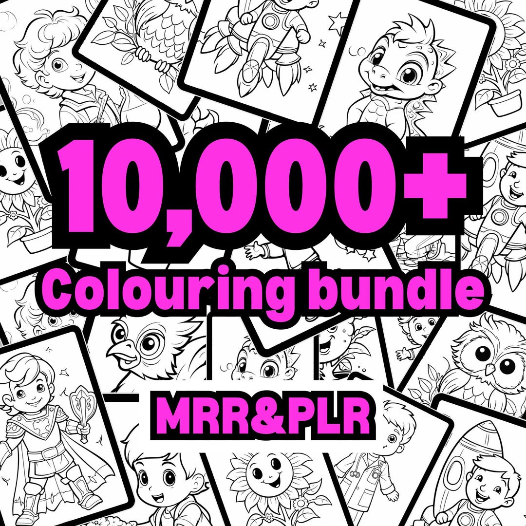 Mega paquete de más de 10 000 páginas para colorear PLR para niños y ...