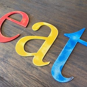 Kitchen Wall Art EAT Large Letters, Eat Wood Sign Yellow Grey White Eat ...
