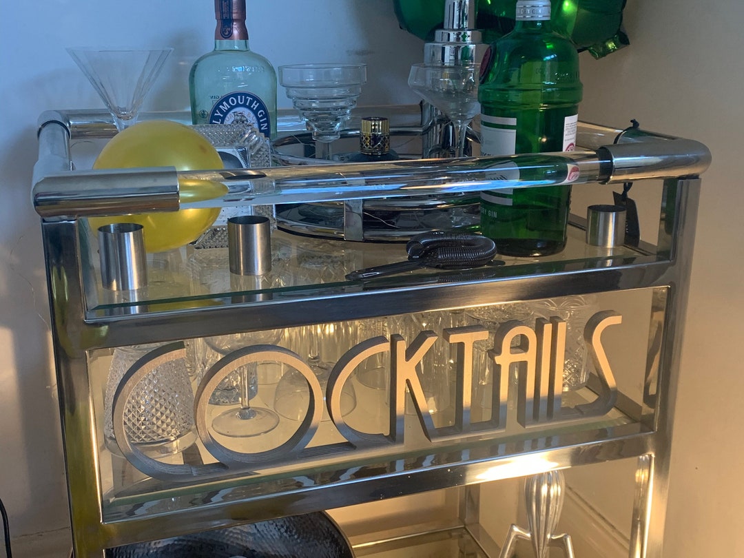 Gatsby Inspired Wooden Letters ART DECO Sign COCKTAILS, Gifts, Wedding ...