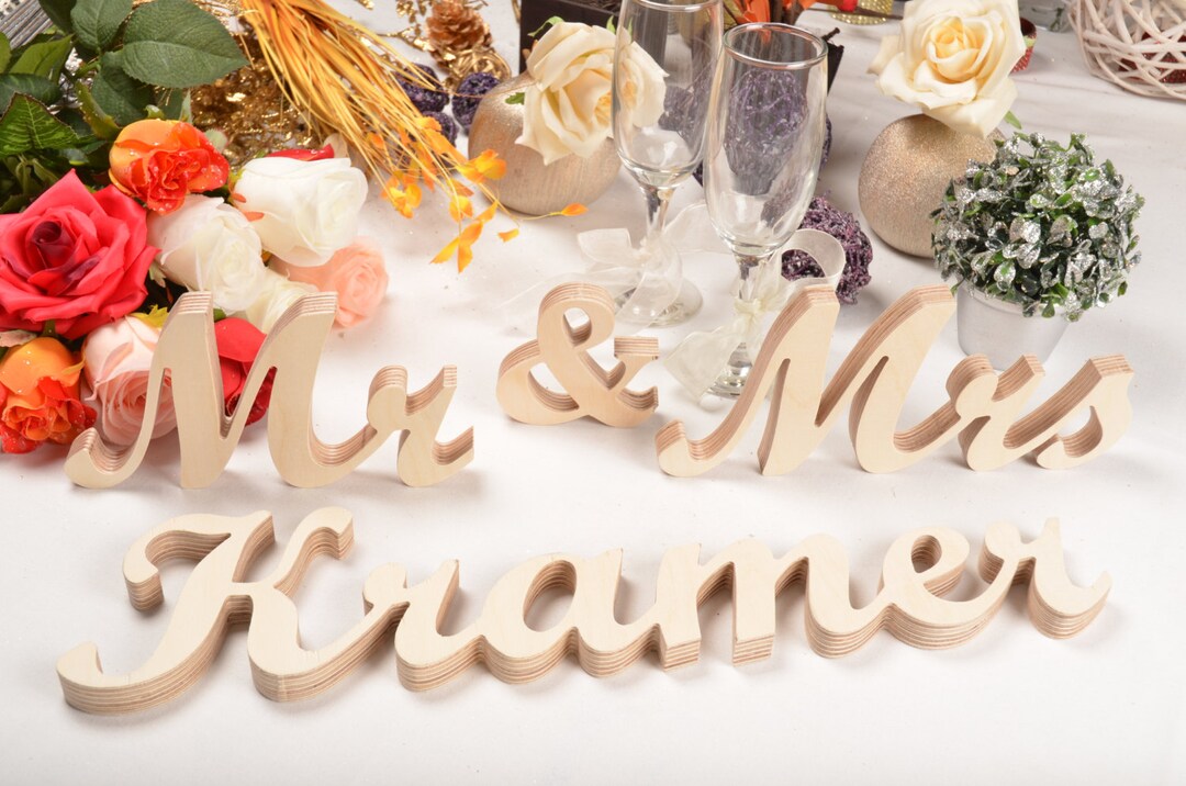 Mr & Mrs Name Signs Wedding Name Sign for Table Wood Name - Etsy