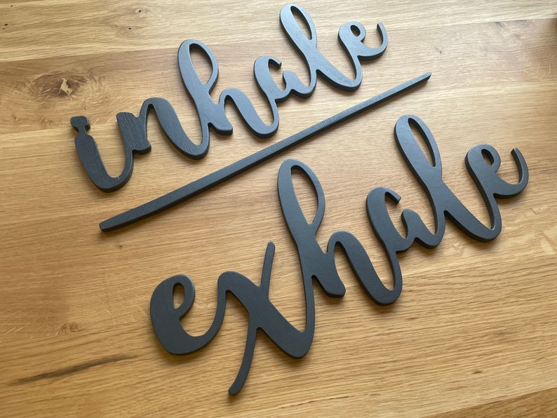 Studio Wall Art Wooden Letters Inhale Exhale Sign for Yoga Studio or ...