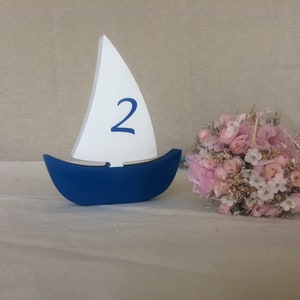 Beach Wedding Table Decorations Table Numbers Sail Boats, Wood Sign ...