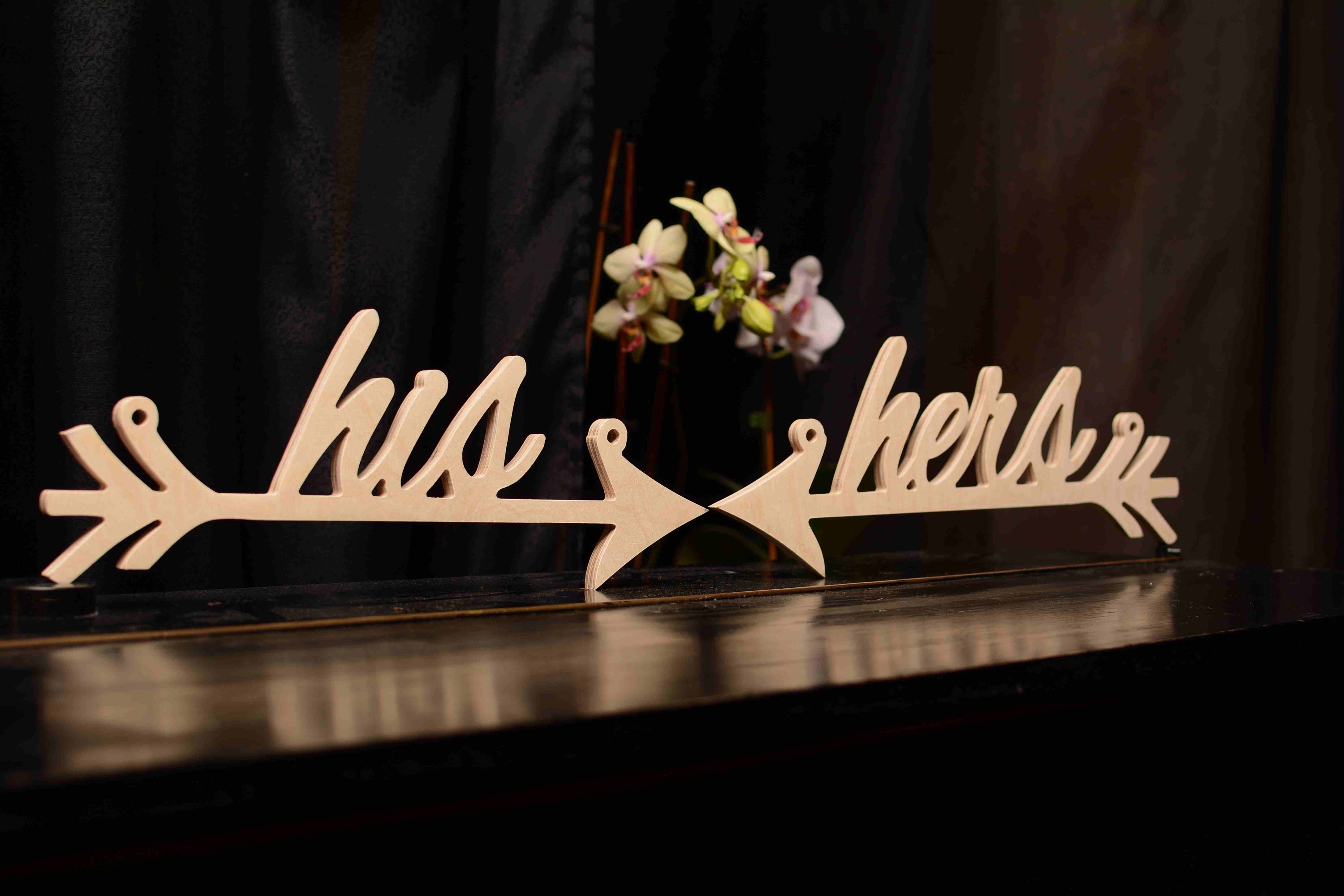 Wedding Chair Signs Wooden Arrows & Letters His Hers Sign | Etsy