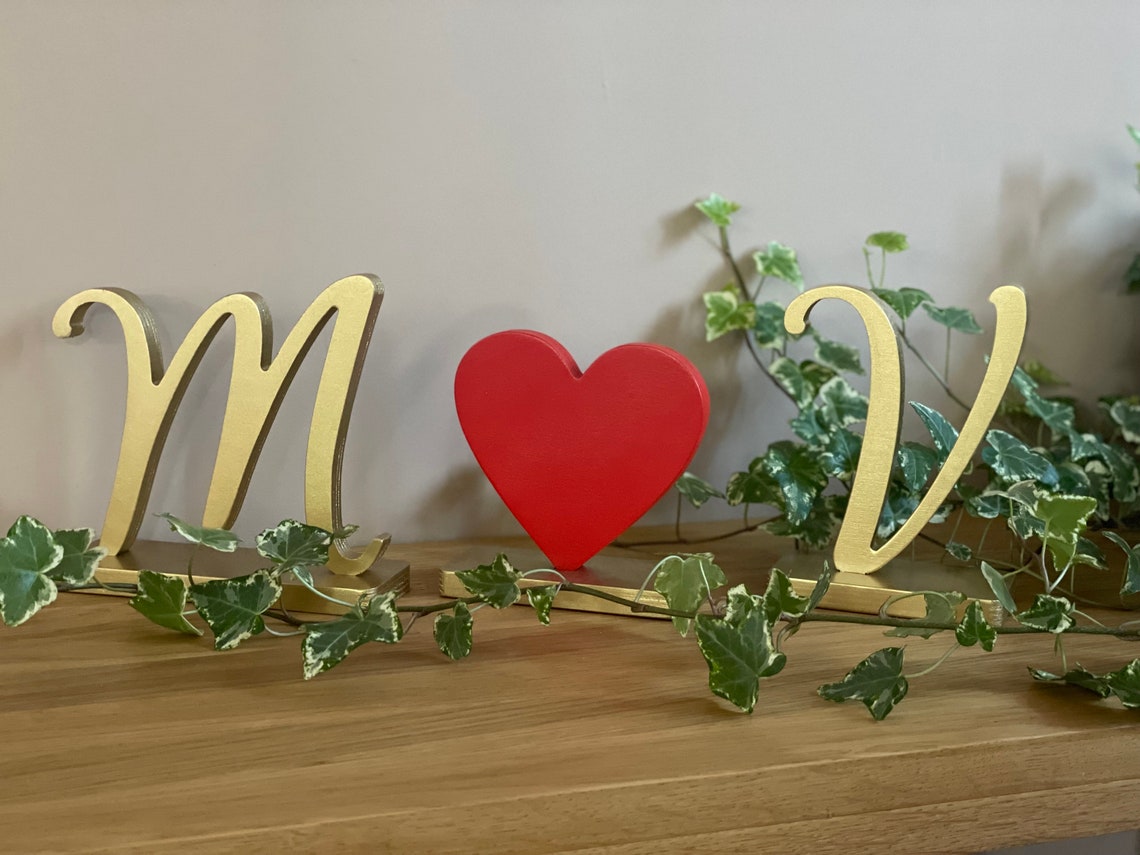 Freestanding Wooden Letters Wedding Initial Signs Set Wedding - Etsy