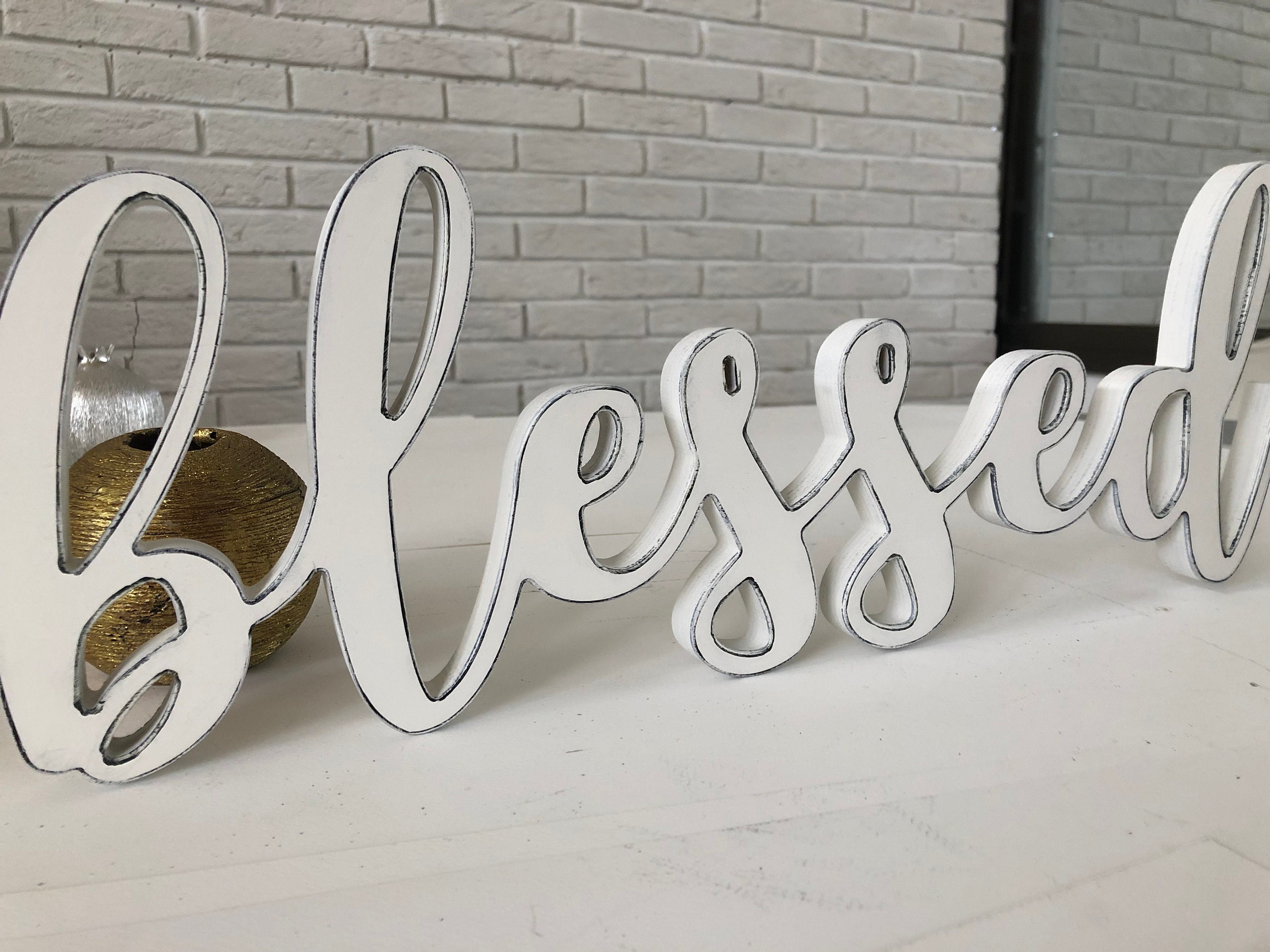Wooden Blessed Sign Free Standing Letters Blessed Standing or Wall ...