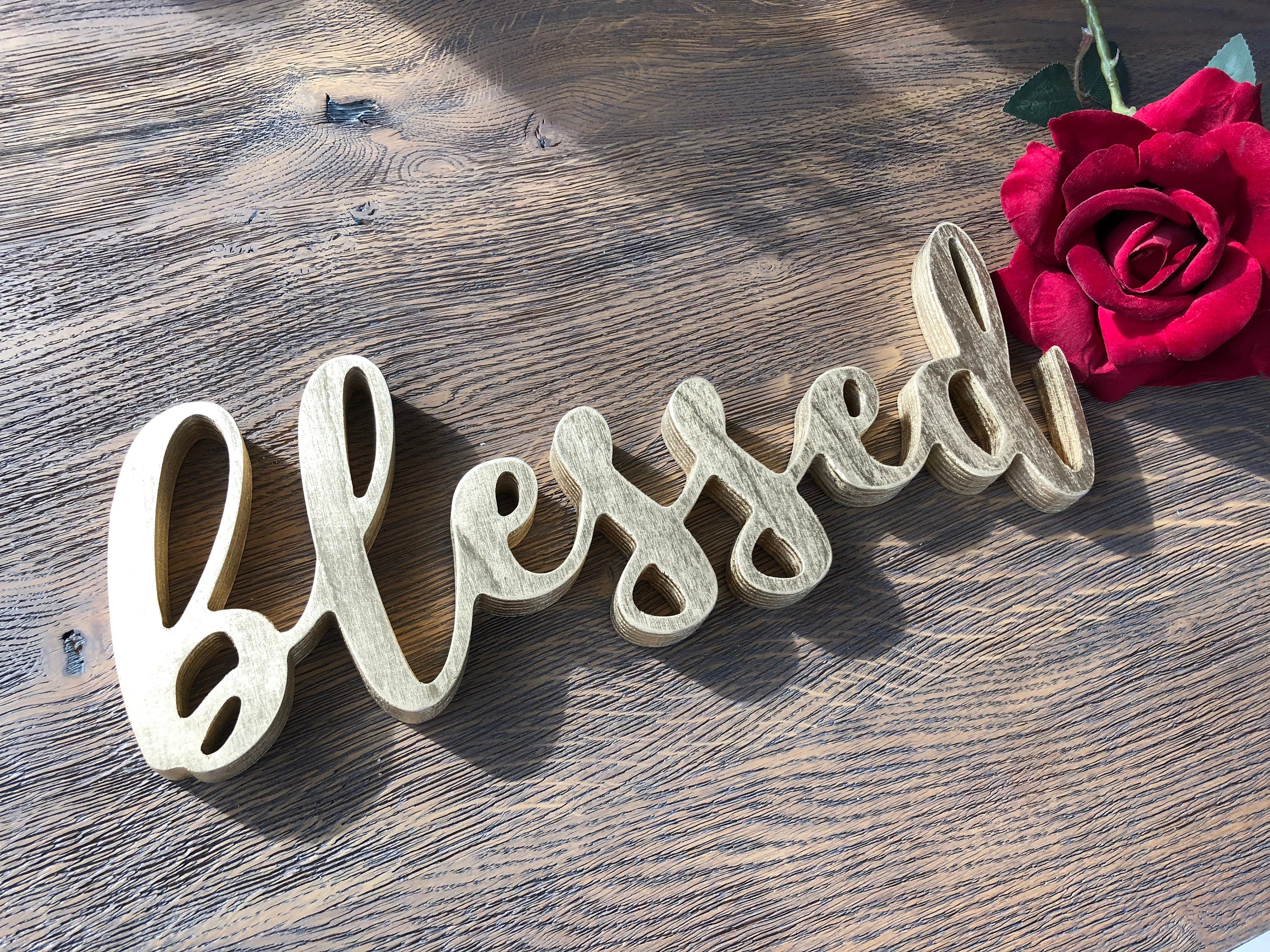 Wooden Blessed Sign Free Standing Letters Blessed Standing or Wall ...