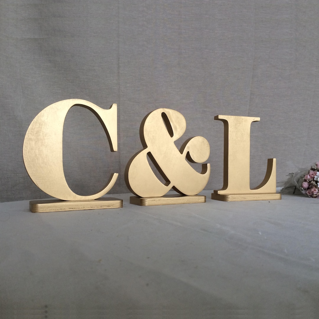 Gold Initial Letters Wedding Decor – Custom Monogram Table Sign for ...