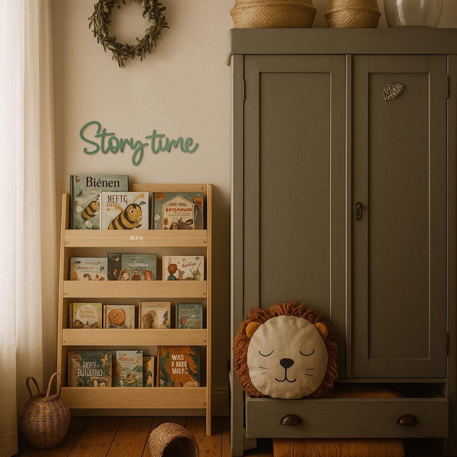 Story Time Wall Sign, Nursery Book Corner Sign, Rustic Nursery Wall Art ...