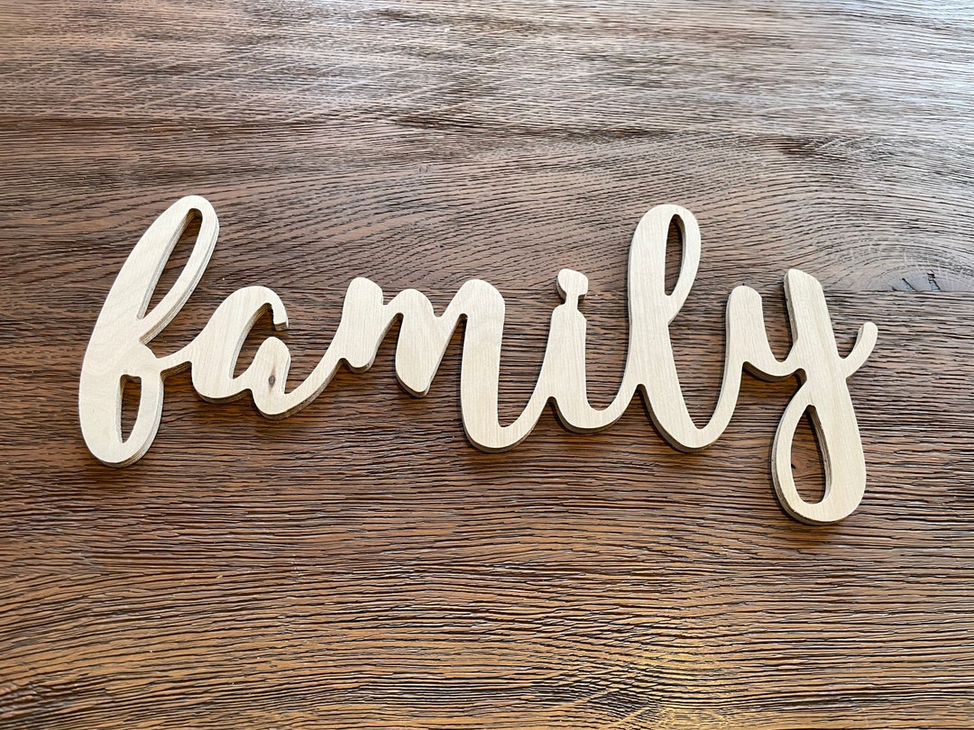 Wall Art Family Sign, Cut Out Wooden Family Sign, Family Wall Decor ...