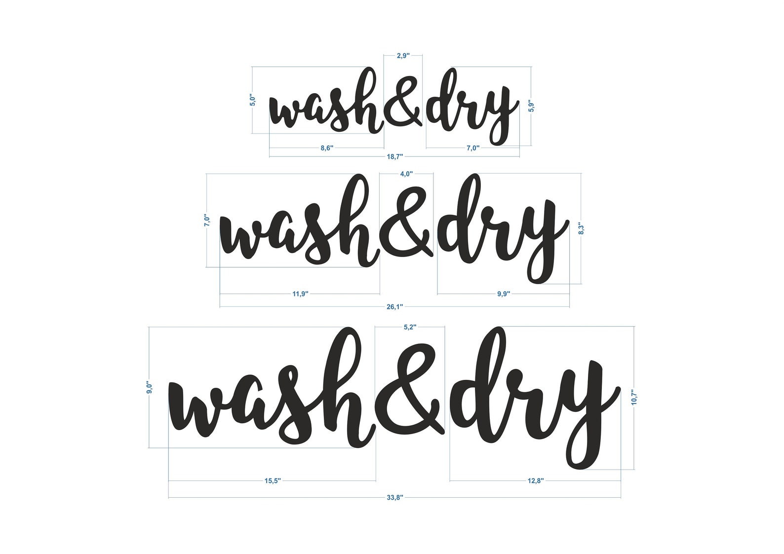 Wash & Dry Laundry Room Sign Set–wooden Script Laundry Decor–farmhouse ...
