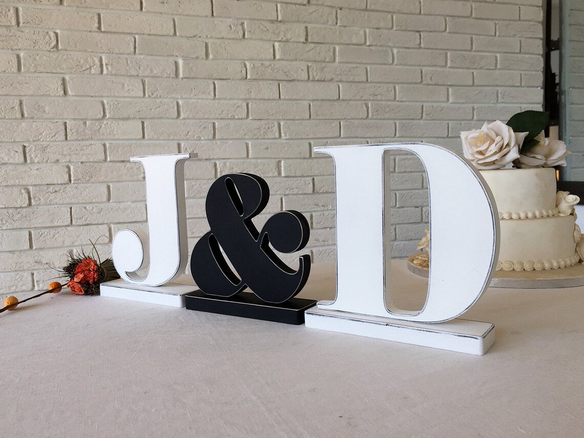 Freestanding Wooden Letters Wedding Initial Signs Set Wedding - Etsy