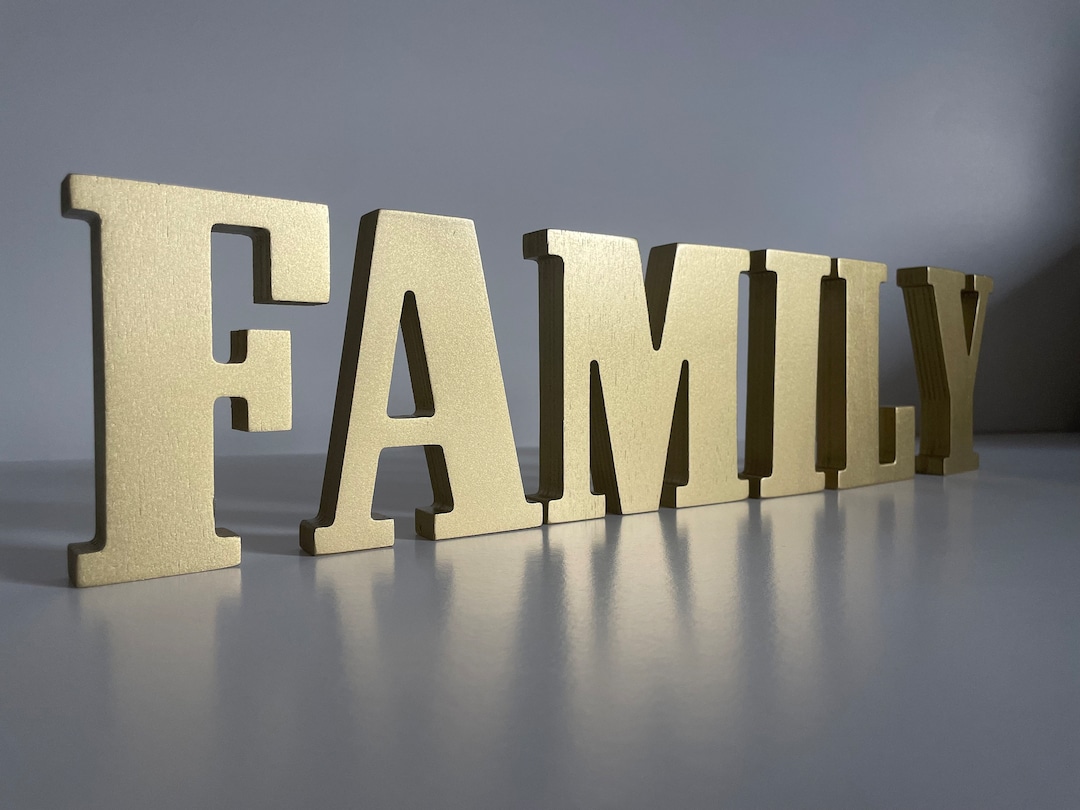 Gold FAMILY Letters, Freestanding FAMILY Decor,mantel Plywood ...