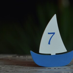 Wedding Signs Table Numbers Boats - Rustic Wooden Sail Boats Table ...