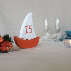Wedding Signs Table Numbers Boats - Rustic Wooden Sail Boats Table ...
