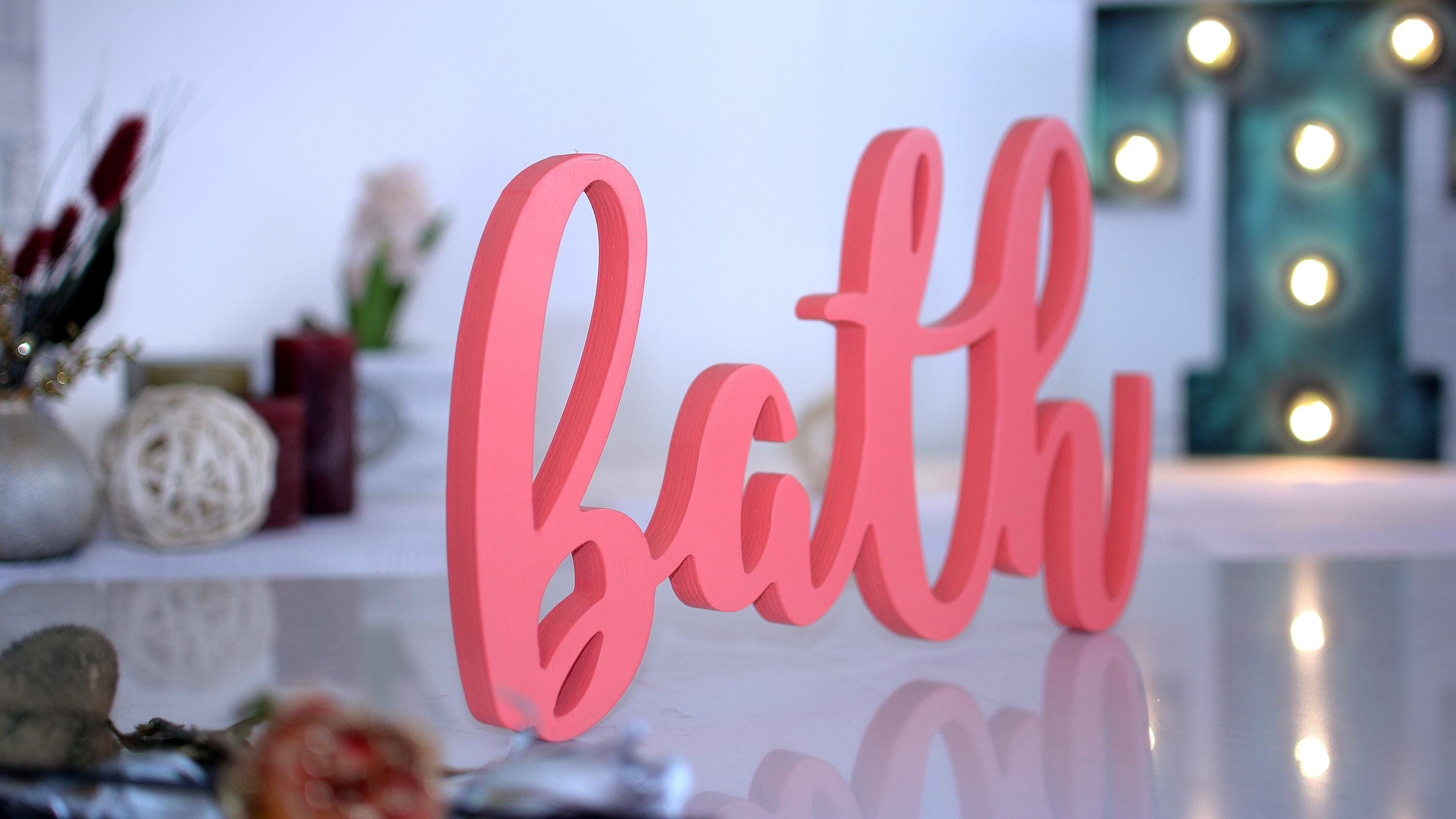 Bath Sign Rustic Wooden Letters Bathroom Wall Decor Home Decor Wooden ...