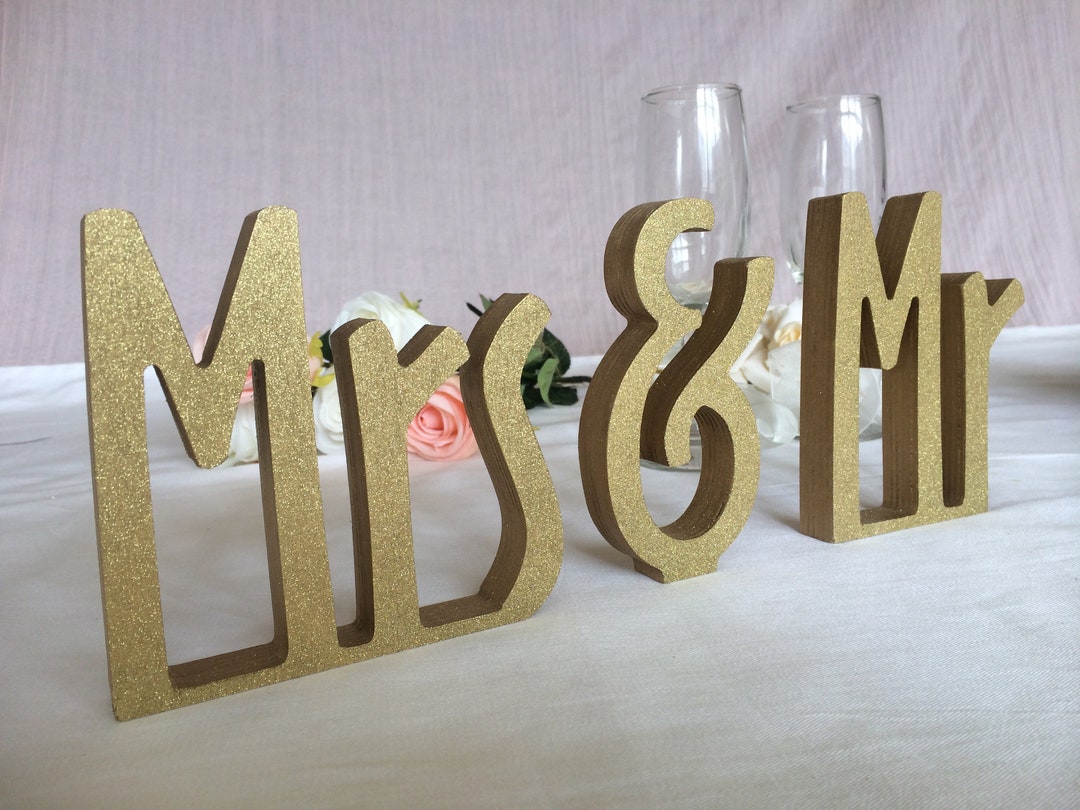 Mr and Mrs Standing Sign Sweetheart Table Decor, Mr and Mrs Cut Out ...