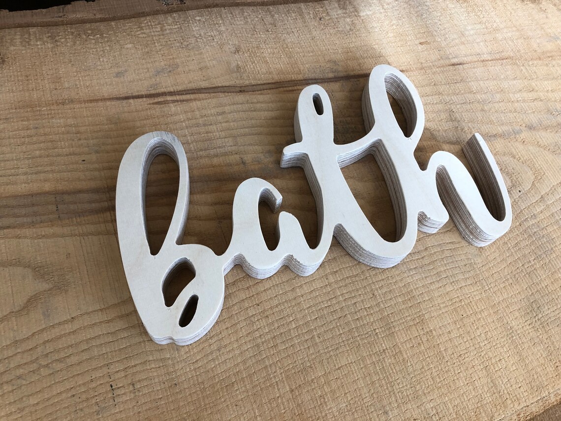 Bath Sign / Farmhouse Sign / Bathroom Signs Wooden Letters / Cutout ...