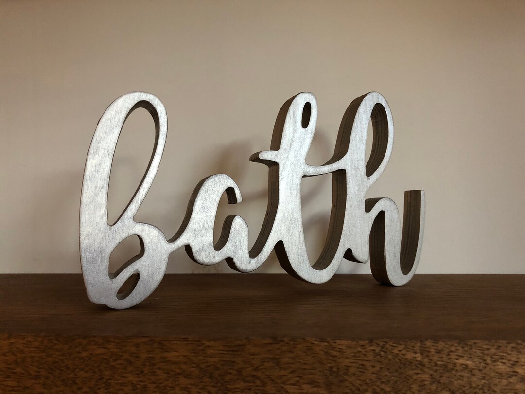 Bathroom Sign Rustic Wooden Letters Bath Wall Decor Home Decor Wooden ...