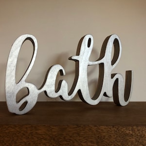 Bathroom Sign Rustic Wooden Letters Bath Wall Decor Home Decor Wooden ...