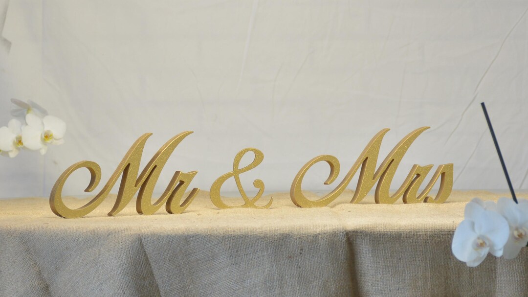 Mr and Mrs Wooden Letters, Script Letters for Wedding Table Decorations ...