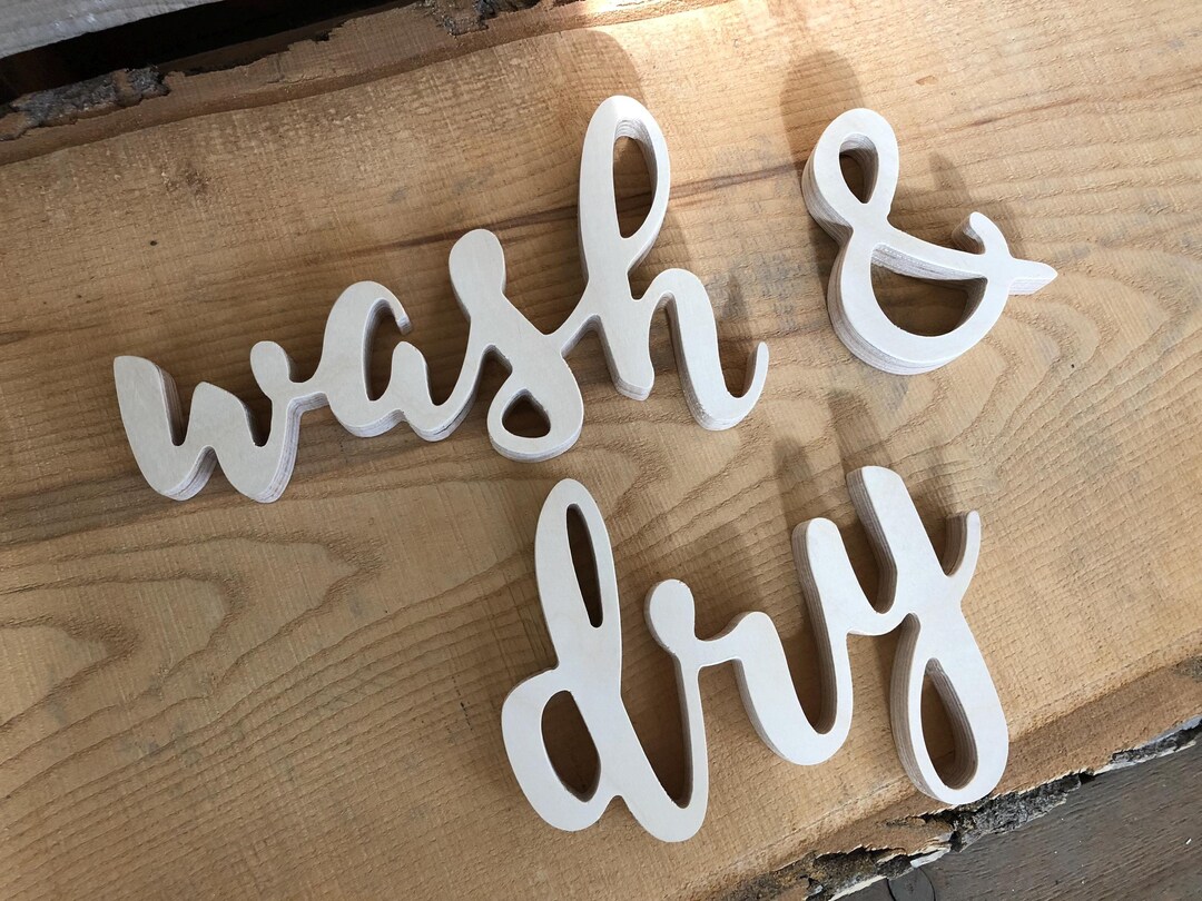 Bath Sign Wall Decor Wash & Dry Wood Sign - Wall Art Sign for Bathroom ...