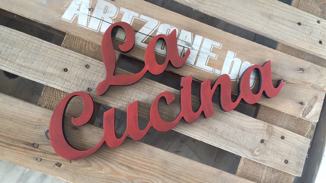 Italian Kitchen Wall Decor for Farmhouse La Cucina Wooden Letters ...