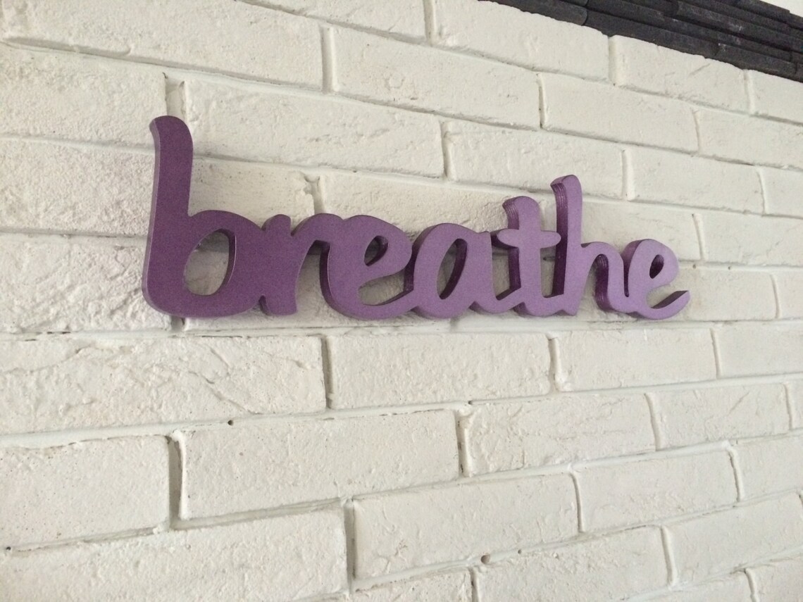 BREATHE Wall Decor Sign Yoga Studio Wall Decor WOOD Sign - Etsy