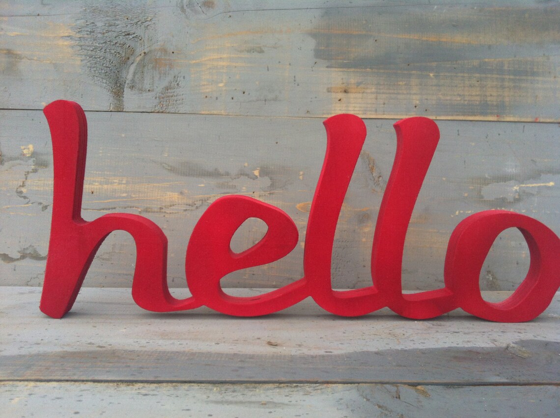 Handpainted Red Wood Sign Hello Entrance Decoration Office - Etsy