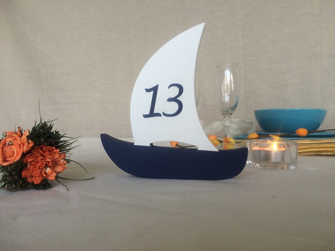 Nautical Wedding Table Numbers Boats, Wooden Sail Boats Number for ...