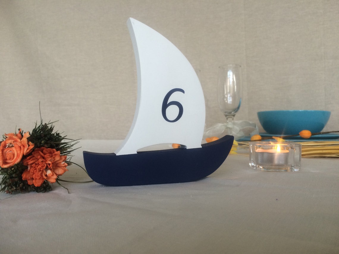 Nautical Wedding Table Numbers Boats, Wooden Sail Boats Number for ...