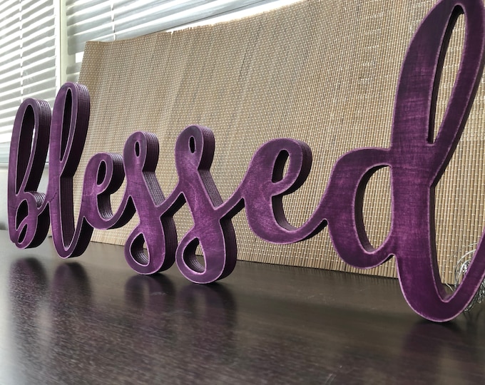 Wood Blessed Sign for Wall Decor Large Blessed Word Sign Thanksgiving ...