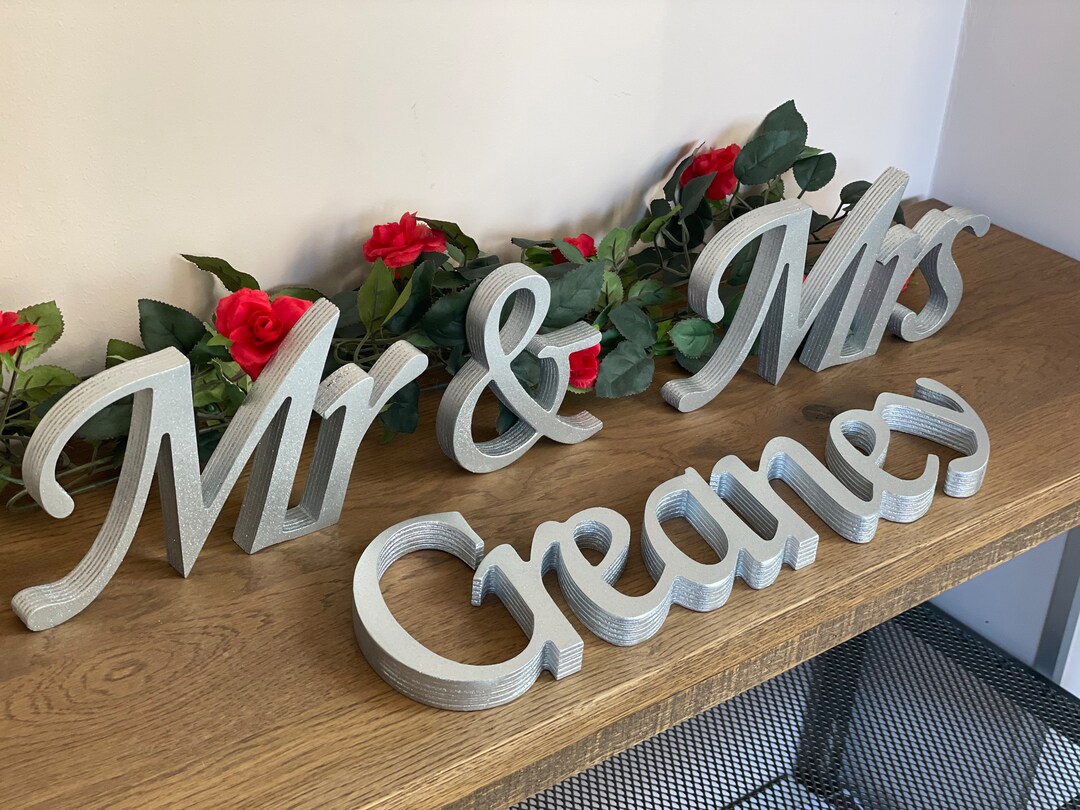 Mr & Mrs Name Signs, Wedding Name Sign for Table, Wood Name Sign ...